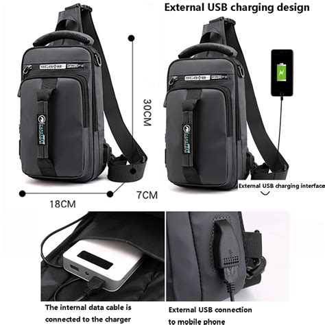 남성 크로스백 패션백suutoop 남자 다기능 Usb 숄더 백 크로스 바디 슬링 가슴 가방 방수 여행 팩 티몬