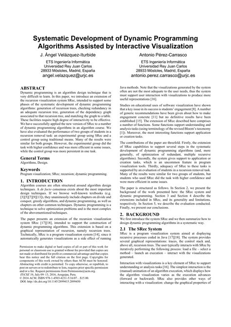 pdf systematic development of dynamic programming algorithms assisted by interactive visualization