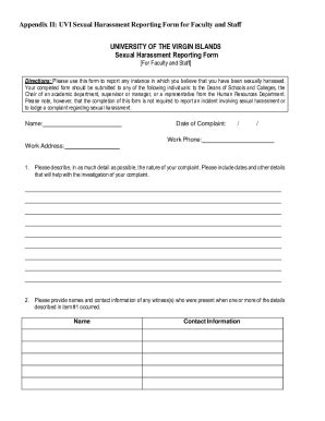 Fillable Online Sexual Harassment Reporting Form For Faculty And Staff Fax Email Print PdfFiller