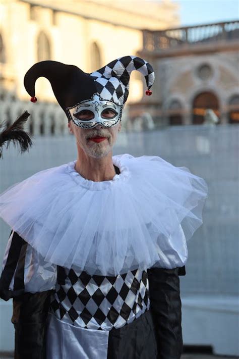 가장 무도회 공상 공연 예술 광대 남성 독특한 스타일 독특한 의상 마스크 문화 문화 유산 문화제 바둑판 패턴 베네 자 베네 치안 마스크 베네치아