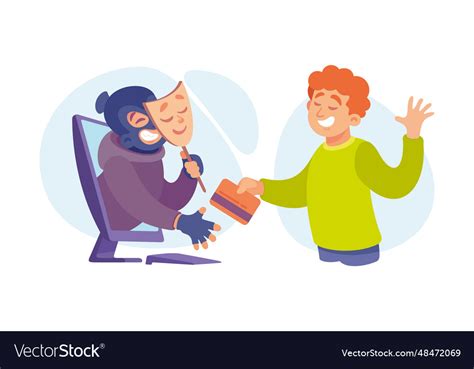 Cyber Swindler Man In Mask Hacking Internet Steal Vector Image