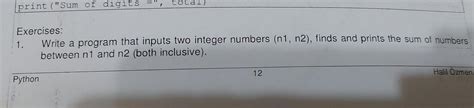 Solved Exercises 1 Write A Program That Inputs Two Integer