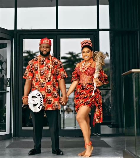 African Couple Isiagu Wedding Attire Igbo Traditional Marriage Attire