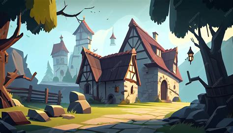 Premium Photo Medieval Village 2d Background Environment For A Mobile