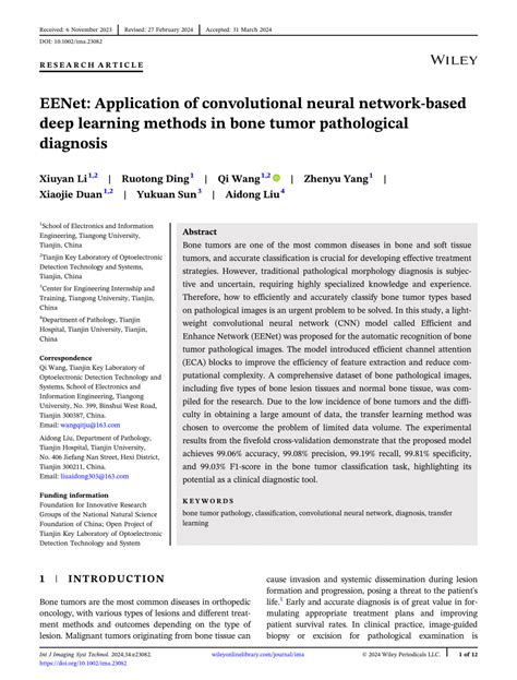 Eenet Application Of Convolutional Neural Network‐based Deep Learning Methods In Bone Tumor