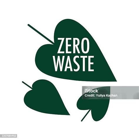 제로 웨이스트 로고 타입은 흰색 배경에 고립되어 있습니다 선형 아이콘 녹색 잎이 있는 친환경 레이블입니다 0에 대한 스톡 벡터 아트 및 기타 이미지 Istock