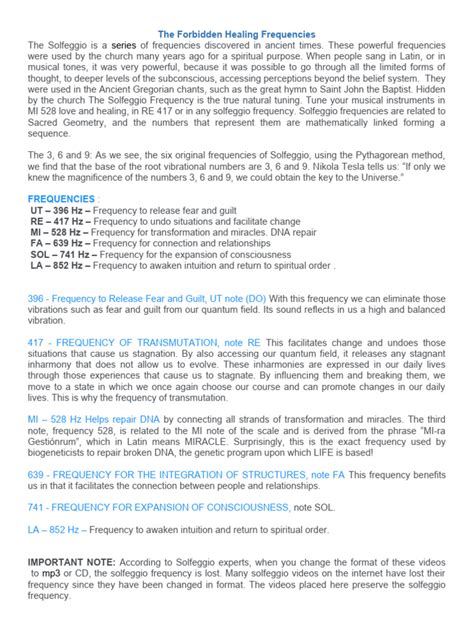 The Forbidden Healing Frequencies Pdf Frequency Hertz