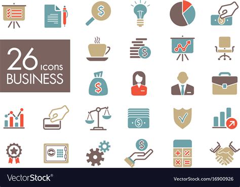 Business And Finance Web Outline Icon Set Vector Image