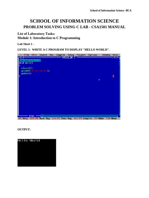 Problem Solving Using C Lab Manual Pdf
