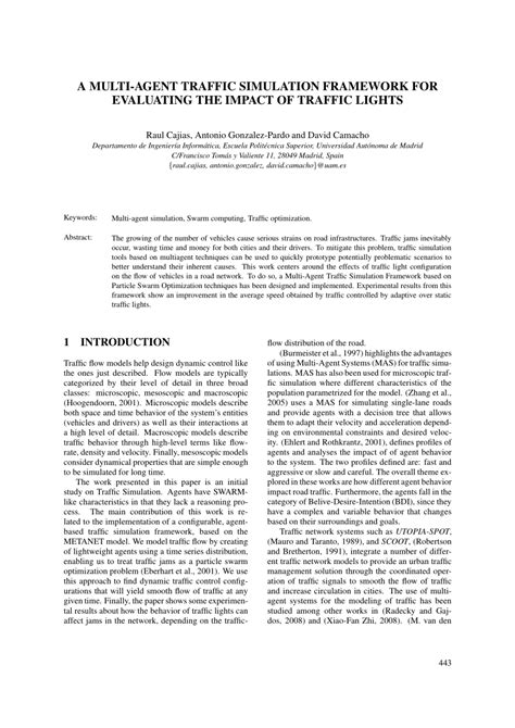 Pdf A Multi Agent Traffic Simulation Framework For Evaluating The