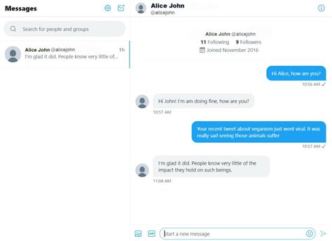 how to create direct messaging like on twitter with talkjs