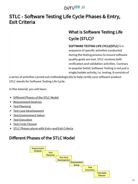 stlc software testing life cycle phases pdf software testing