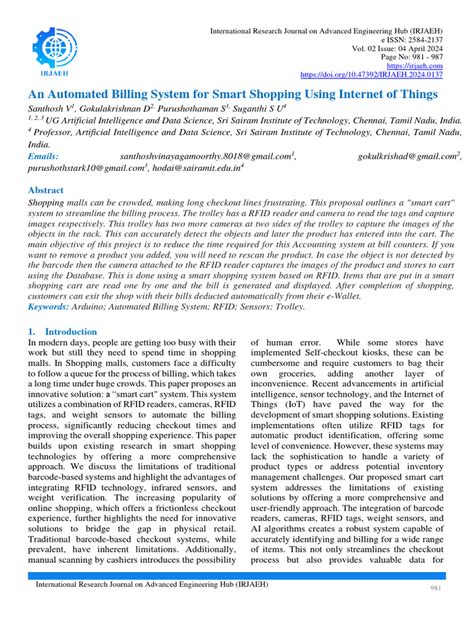 An Automated Billing System For Smart Shopping Usi Pdf Radio