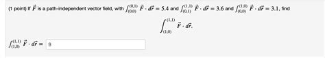 solved 1 ﻿point ﻿if vec f ﻿is a path independent vector