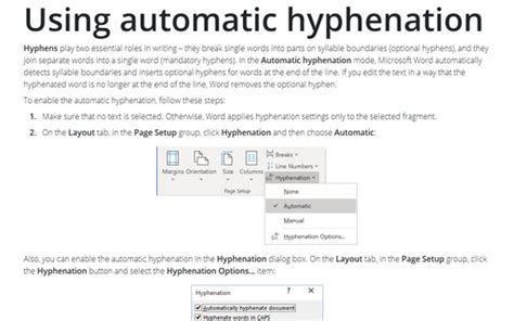 Using Nonbreaking And Optional Hyphens
