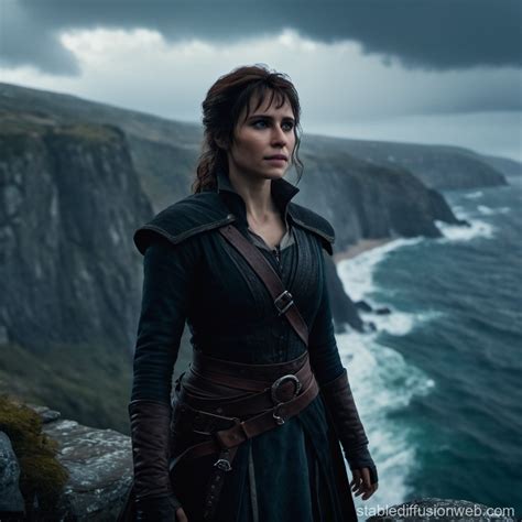 Serana On Stormy Cliffside Stable Diffusion Online