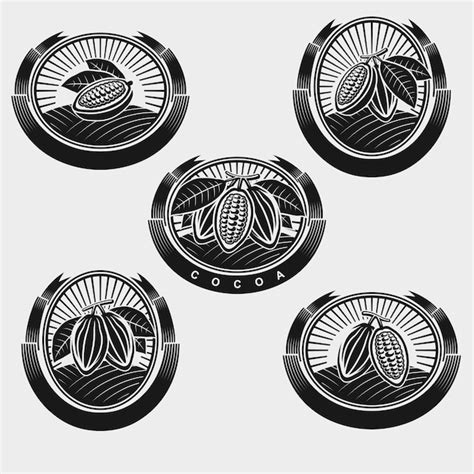 Premium Vector Cacao Beans Label And Icon Set Collection Icons Cacao Beans Vector