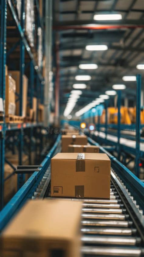 Automated Conveyor Belt System In A Warehouse Stock Illustration Illustration Of Moving