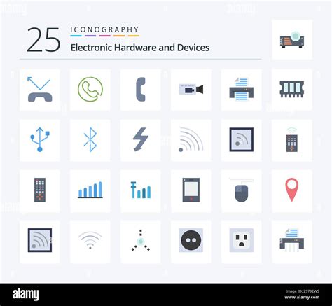 Devices 25 Flat Color Icon Pack Including Bluetooth Connection Record Ram Hardware Stock