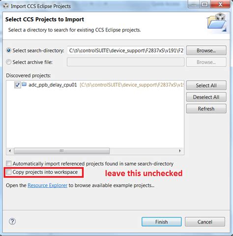 Trouble Importing And Running Example Code From Controlsuite Incode