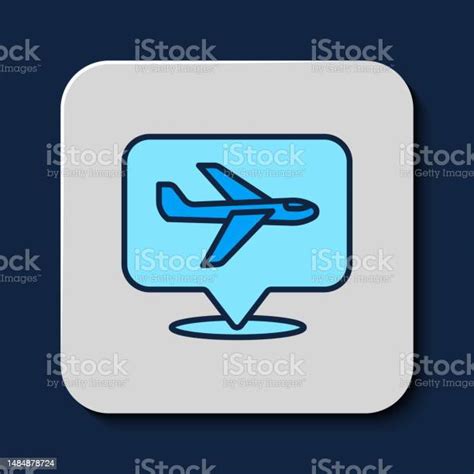 채워진 윤곽선 평면 아이콘은 파란색 배경에 분리되어 있습니다 비행 비행기 아이콘입니다 여객기 표지판 벡터 가득 찬에 대한 스톡 벡터 아트 및 기타 이미지 Istock