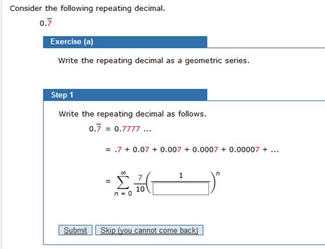 Solved Consider The Following Repeating Decimal 07 Exercise