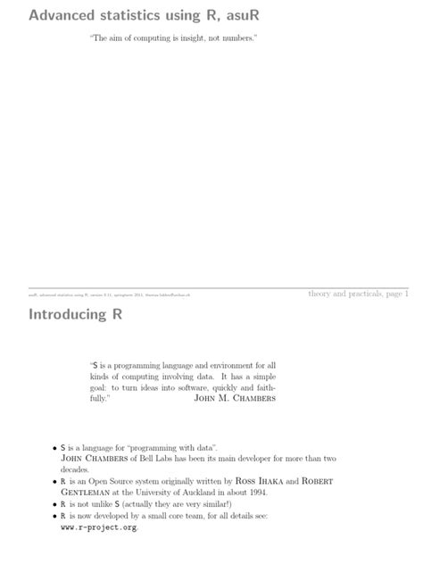 Advanced Statistics Using R Pdf Array Data Structure Median