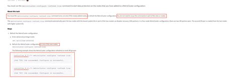 Multiple Issues Regarding Metrocluster Configure Refresh True Command · Issue 276