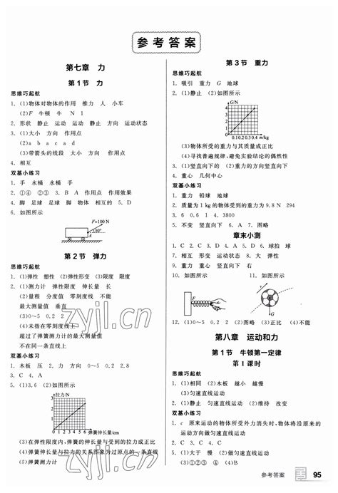 2023年全品基础小练习八年级物理下册人教版答案青夏教育精英家教网