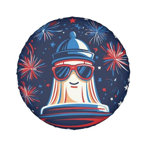 Funny Liberty Bell Spare Tire Cover Cartoon Patriotic Design With