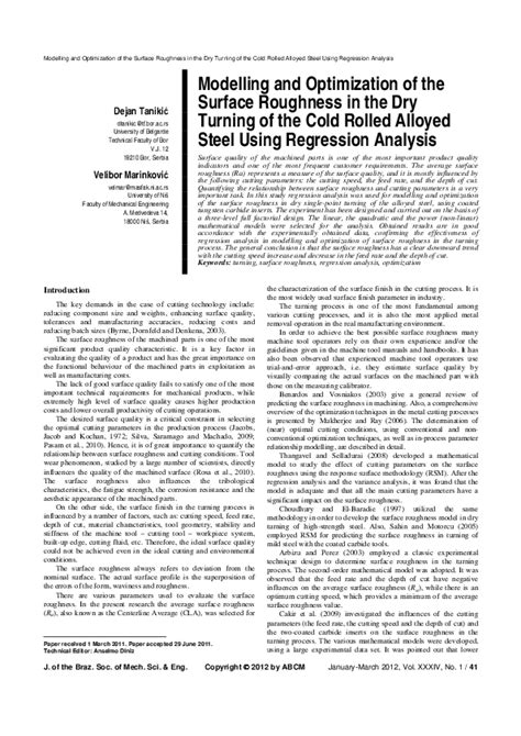 Pdf Modeling And Optimization Of Surface Roughness In Incremental