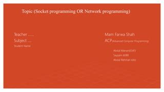 Socket Programming Or Network Programming PPT