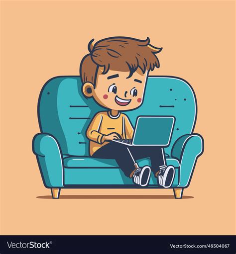 Adult Babe Setting Laptop Working Royalty Free Vector Image