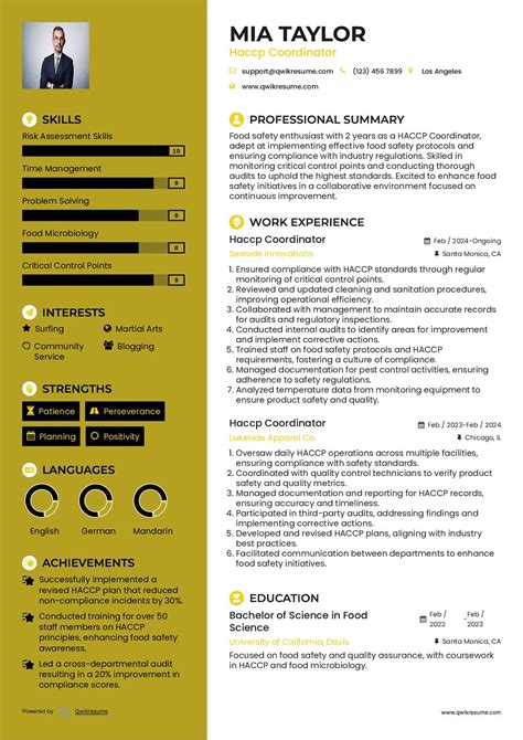 10 Haccp Coordinator Resume Samples And Templates For 2025