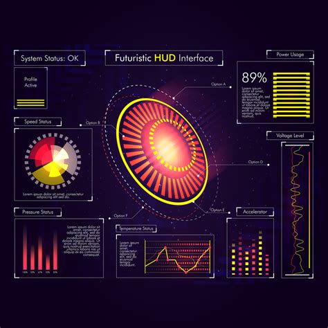 Futuristic HUD Interface UI UX Design Big Set Royalty Free Image