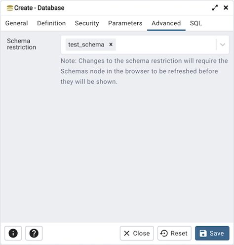 Database Dialog PgAdmin 4 6 7 Documentation
