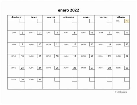 Calendario Enero 2022 De México