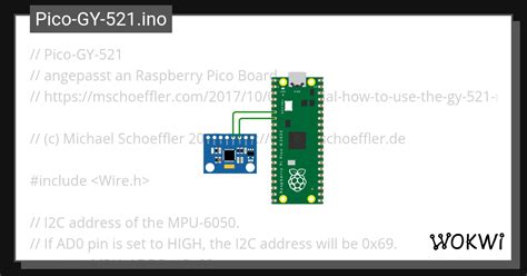 Pico GY 521 Ino Wokwi Arduino And ESP32 Simulator