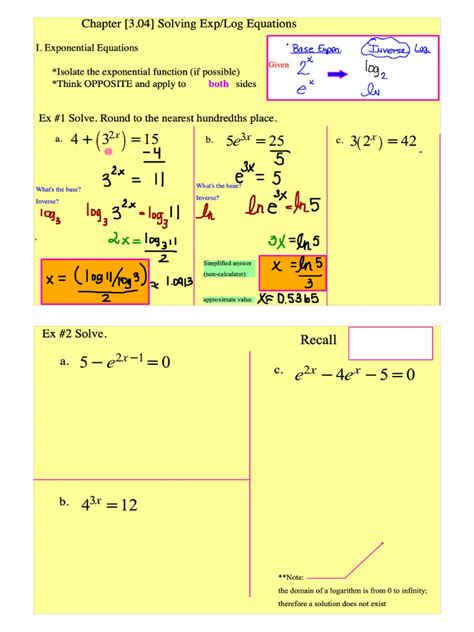 3 04 Solving Exp Logarithm Equations Pdf