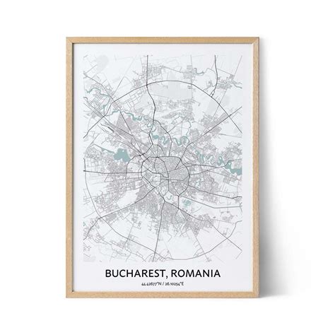 Bucharest Map Poster Your City Map Art Positive Prints
