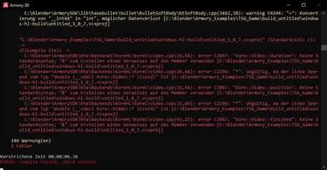 Publish Failes For Windows C Console Error Message C3867 And C2296 General Armory 3d