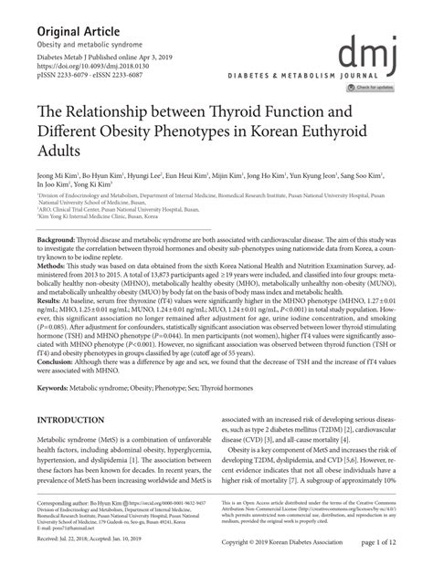 [pdf] The Relationship Between Thyroid Function And Different Obesity