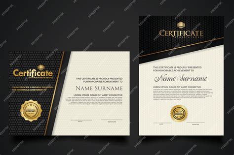 럭셔리 현실적인 텍스처 패턴 디플로마 ⁇ 터 일러스트레이션과 함께 인증서 템플릿 프리미엄 벡터