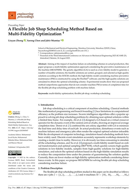 Pdf A Flexible Job Shop Scheduling Method Based On Multi Fidelity