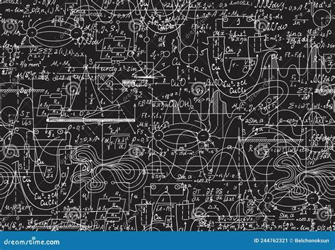 Endless Mathematical Texture With Geometrical Figures Equations And