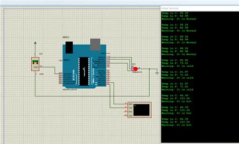Temperature Indicator Using Rgb Led In Proteus