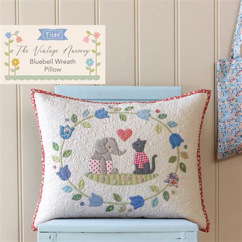 The Vintage Nursery Bluebell Wreath Pillow Pattern Digital Download