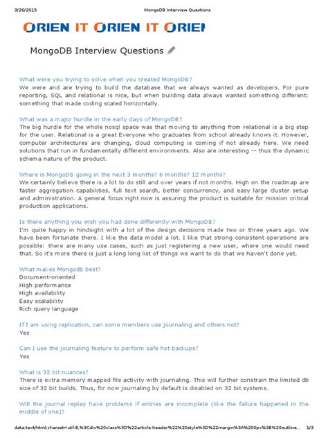 mongodb interview questions pdf mongo db replication computing