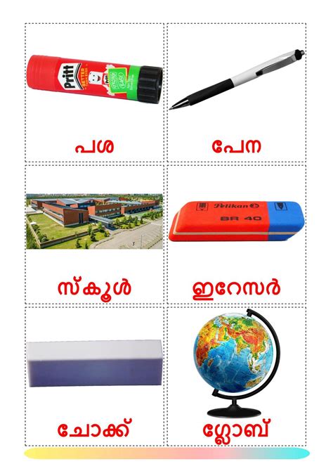 36 Free Classroom Objects Flashcards Pdf Malayalam Words