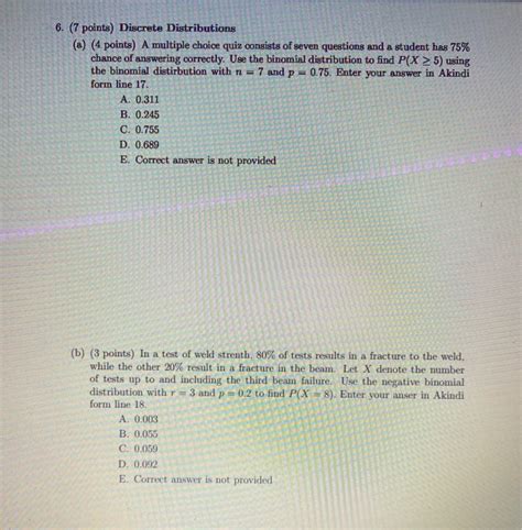 Solved Points Discrete Distributions A Points A Chegg